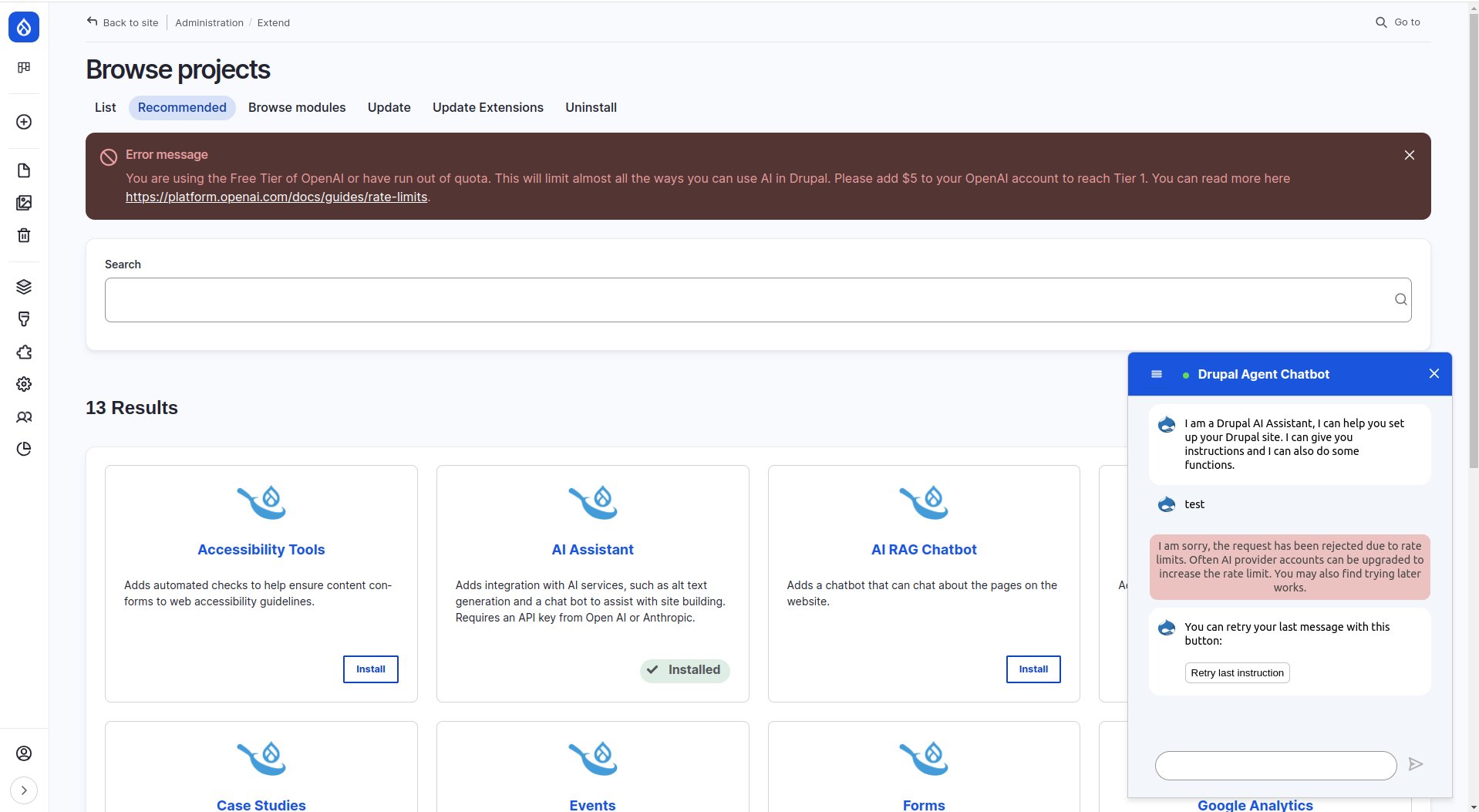 Add better error handling for the AI Installer/Chatbot [#3504237 ... Add better error handling for the AI Installer/Chatbot [#3504237 ...